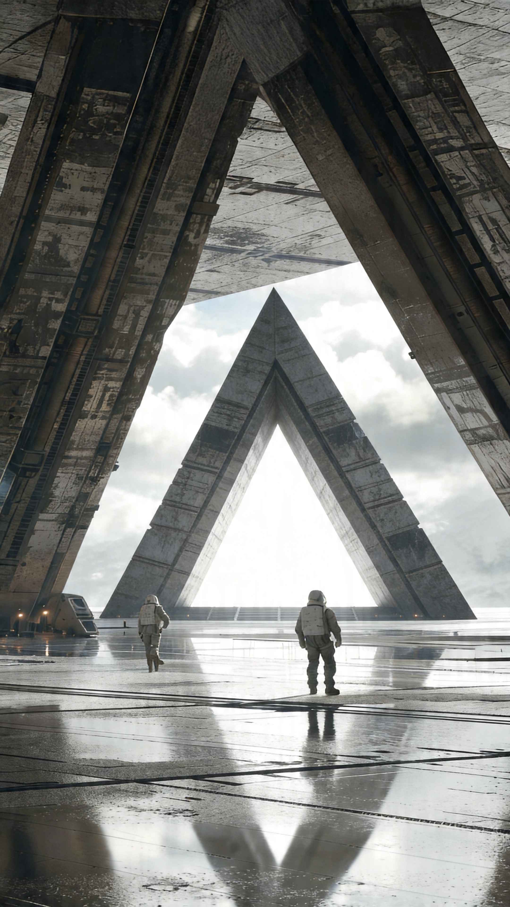 Sci-Fi Astronaut Triangular Portal 4K Wallpaper | LiCoWa